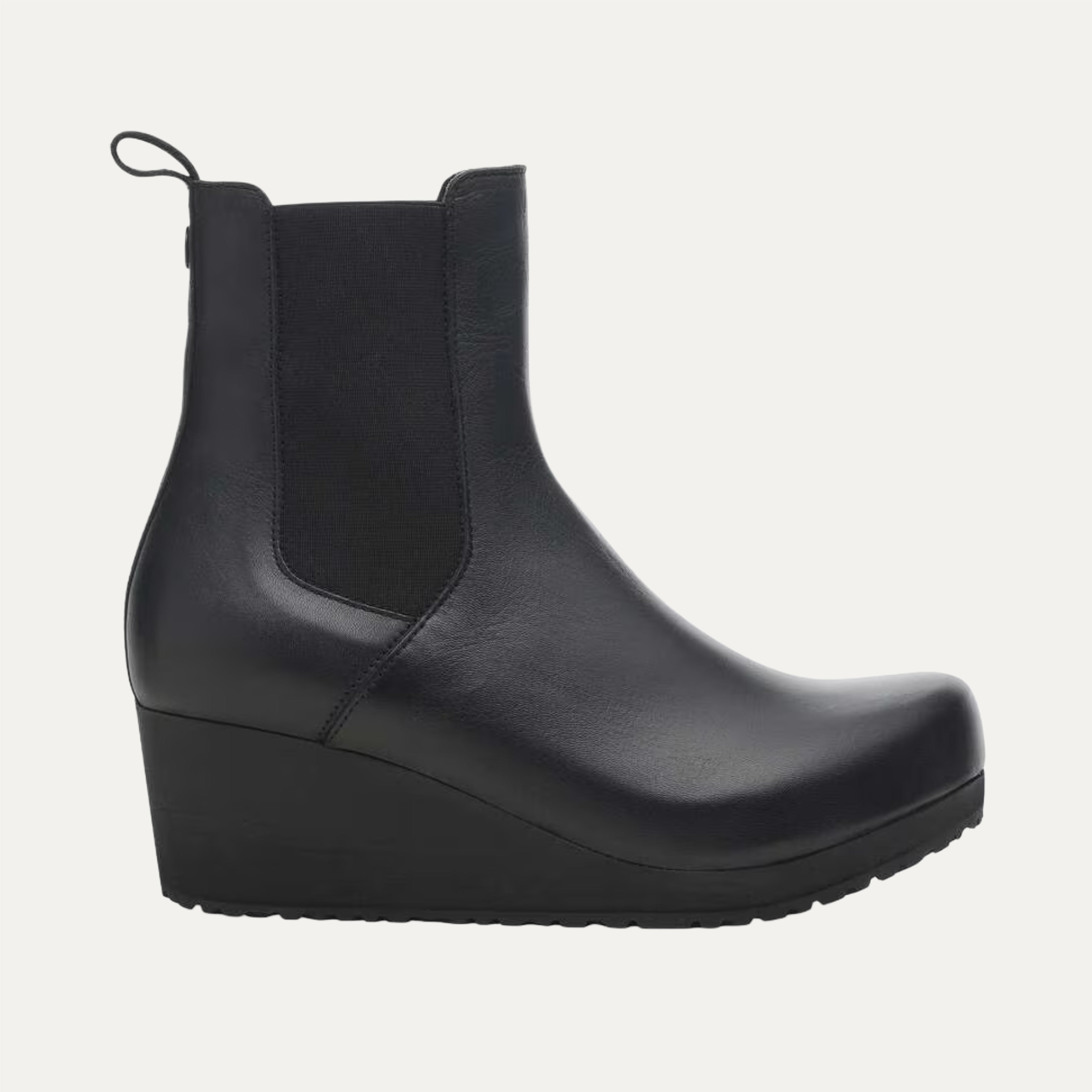 Birkenstock Papillio Ebba Slip On Leather Wedge Boot - Black – David ...